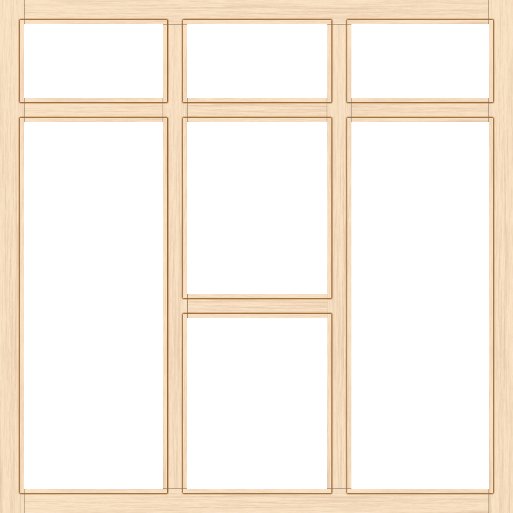 Unfinished Custom Sized Beaded Cabinet Face Frames - 7 Openings