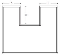 Recessed Back Drawer Custom U Shape or Horseshoe Shape Drawer Box